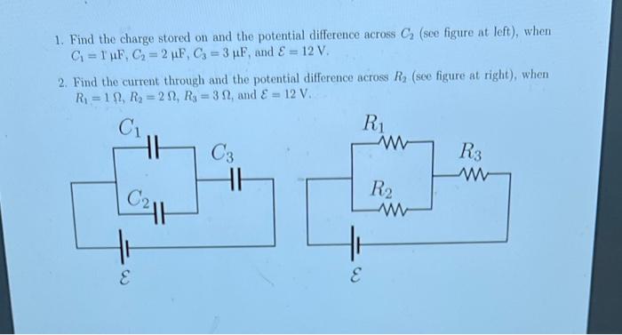 Solved 1. Find the charge stored on and the potential | Chegg.com