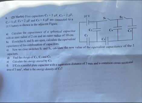 Solved (25 ﻿Marks) ﻿Five capacitors | Chegg.com