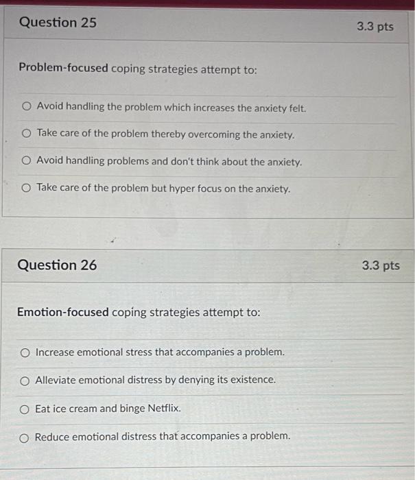 Solved Problem Focused Coping Strategies Attempt To Avoid