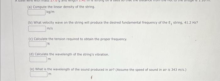 (a) Compute the linear density of the string. kg/m | Chegg.com