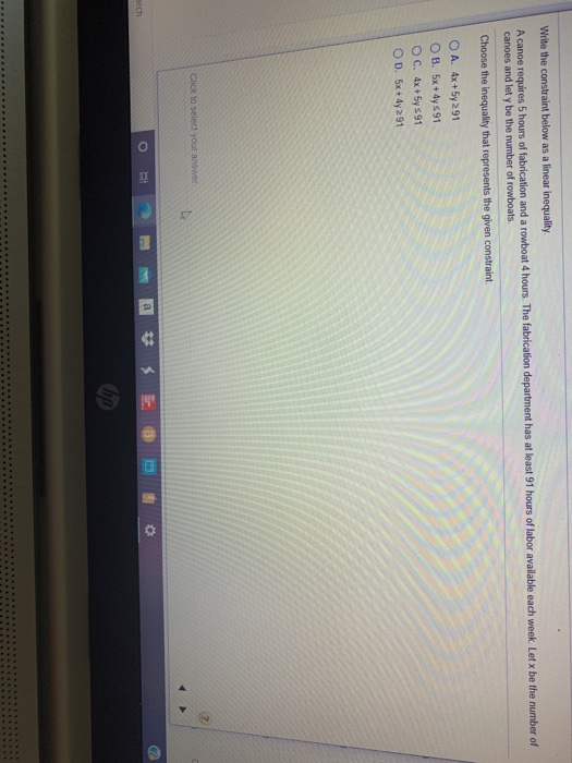 Solved Write the constraint below as a linear inequality A | Chegg.com