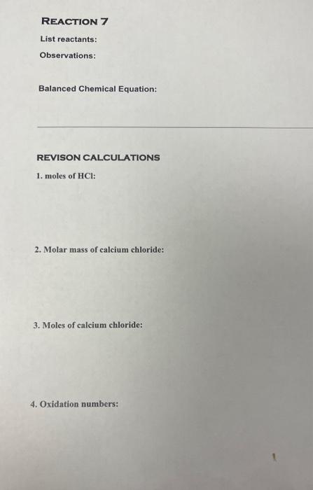 Solved Chemical Reactions/Writing \& Balancing Equations | Chegg.com