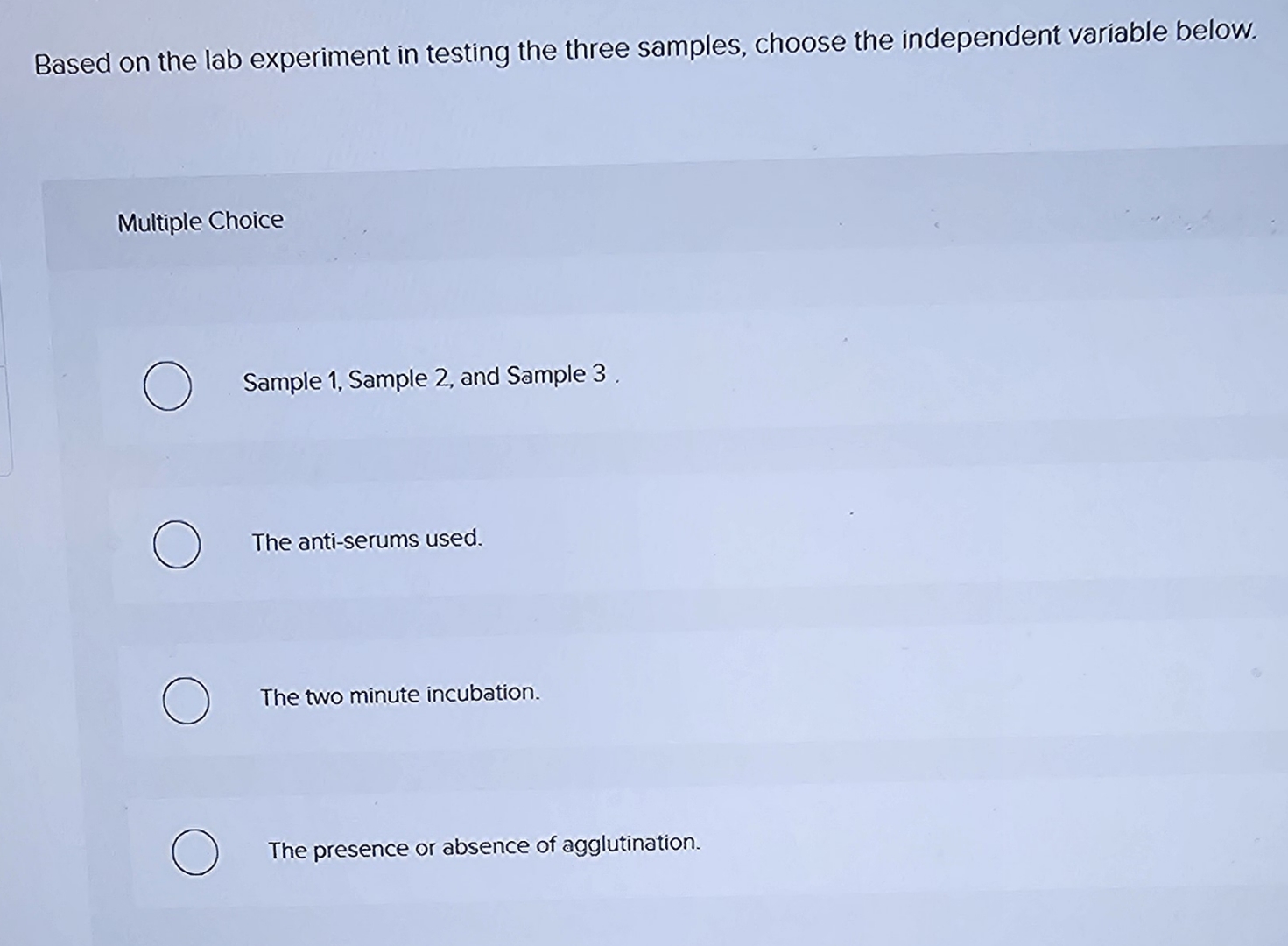 Solved Based on the lab experiment in testing the three | Chegg.com