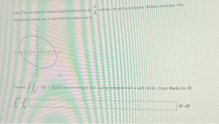 Solved T Let D be an ellipse rotated counterclockwise by 3 | Chegg.com