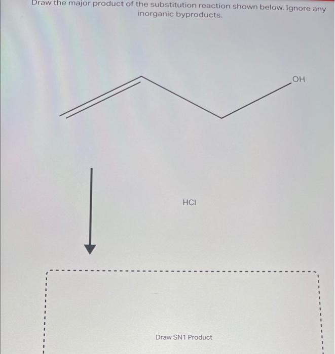 Solved Draw the major product of the substitution reaction | Chegg.com