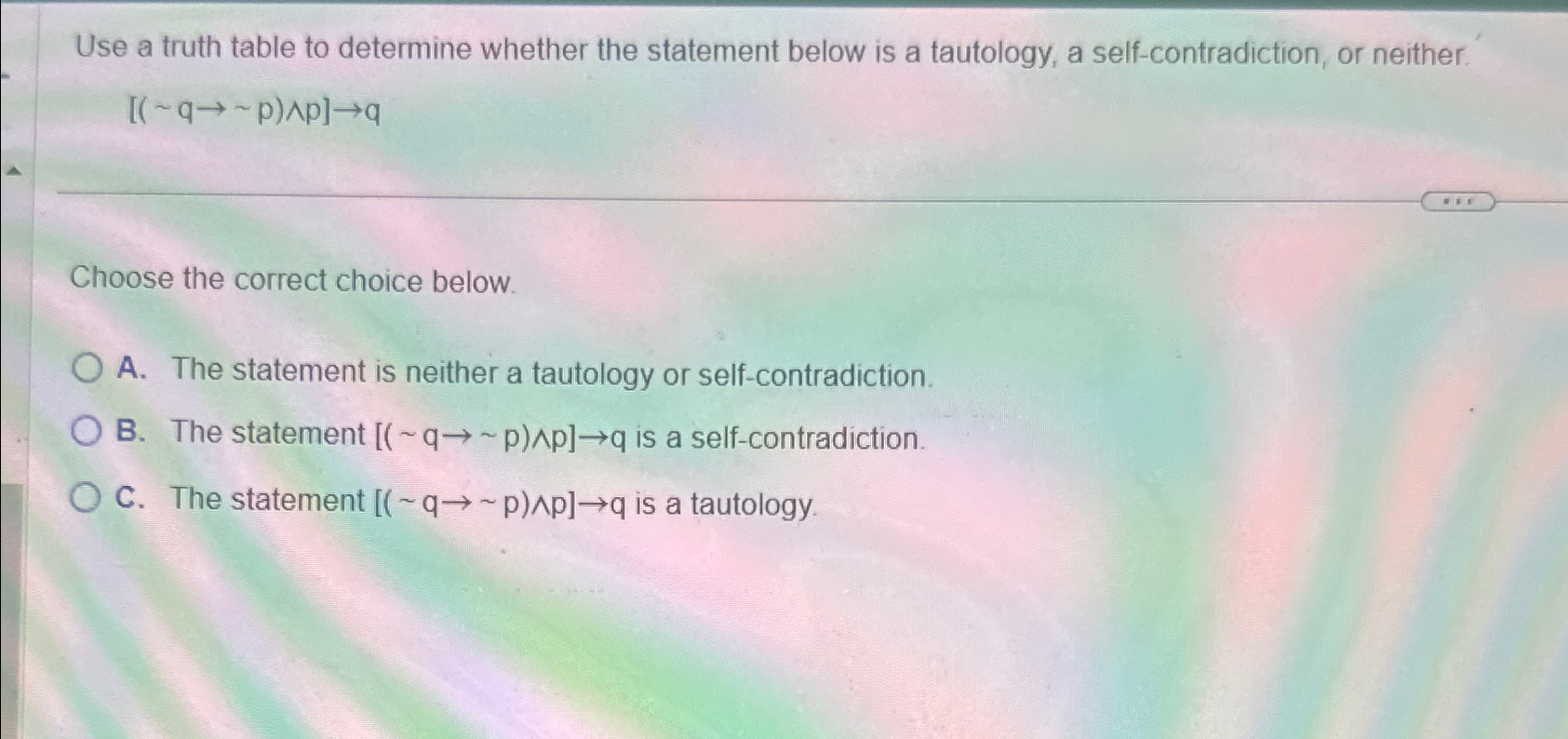 Solved Use a truth table to determine whether the statement | Chegg.com