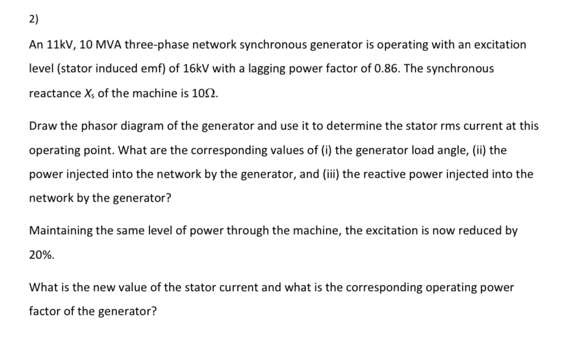 Solved An 11kV,10 ﻿MVA three-phase network synchronous | Chegg.com