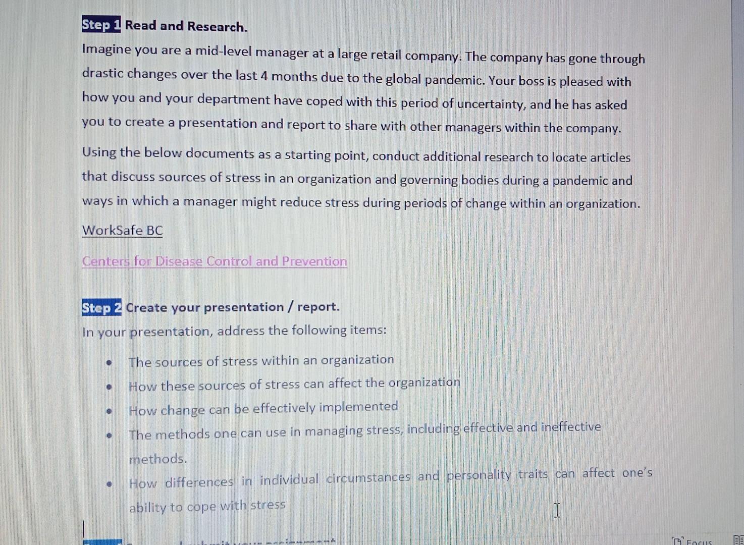 Step 1 Read and Research. Imagine you are a mid-level | Chegg.com