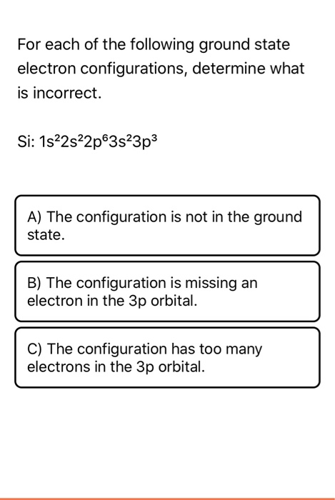 Solved: For Each Of The Following Ground State Electron Co... | Chegg.com