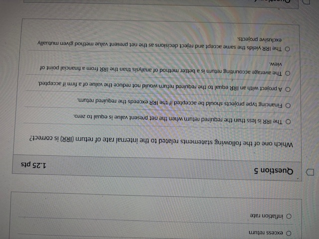 Solved Question 5Which one of the following statements | Chegg.com