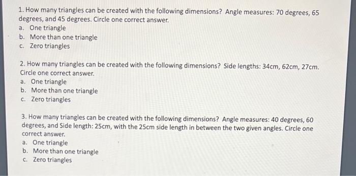 Solved 1. How many triangles can be created with the | Chegg.com