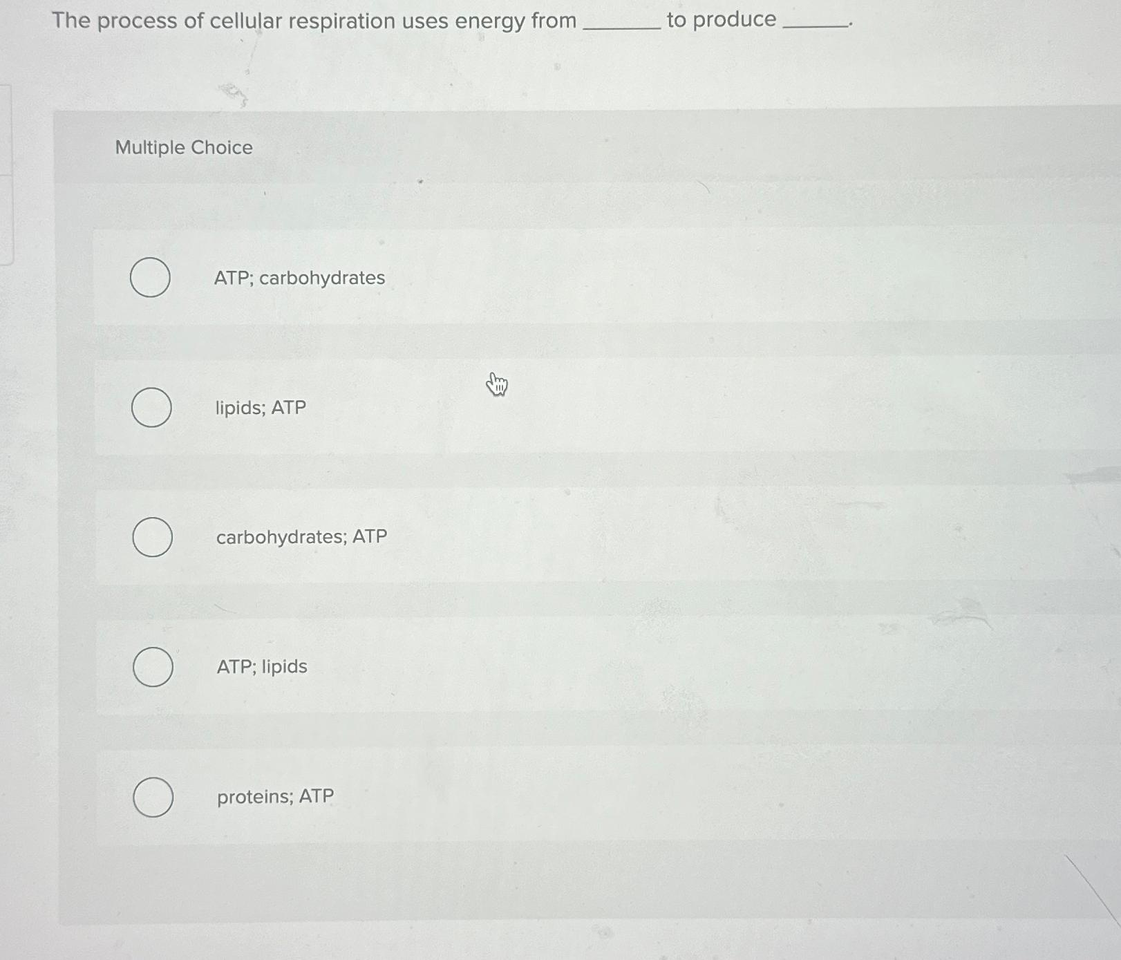 Solved The process of cellular respiration uses energy | Chegg.com