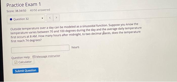 Solved Outside temperature over a day can be modeled as a | Chegg.com