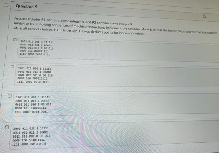 Solved Question 5 Assume register R1 contains some integer | Chegg.com