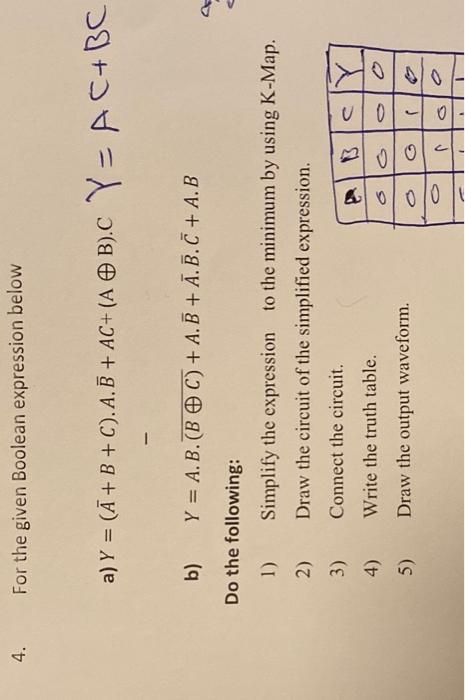 Solved For the given Boolean expression below a) | Chegg.com