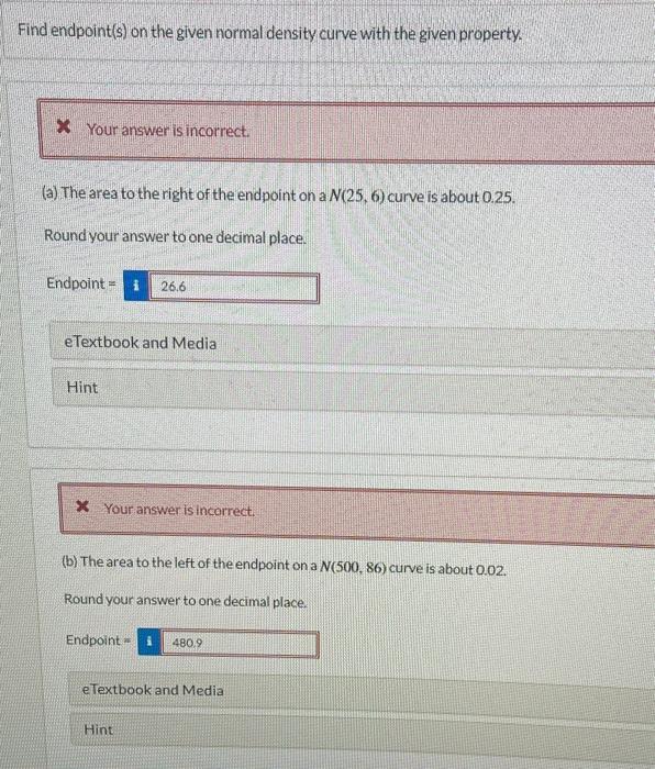 Solved Find endpoint(s) on the given normal density curve | Chegg.com