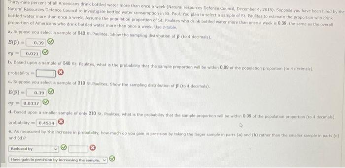 Solved Thirty-nine percent of all Americans drink bottled | Chegg.com