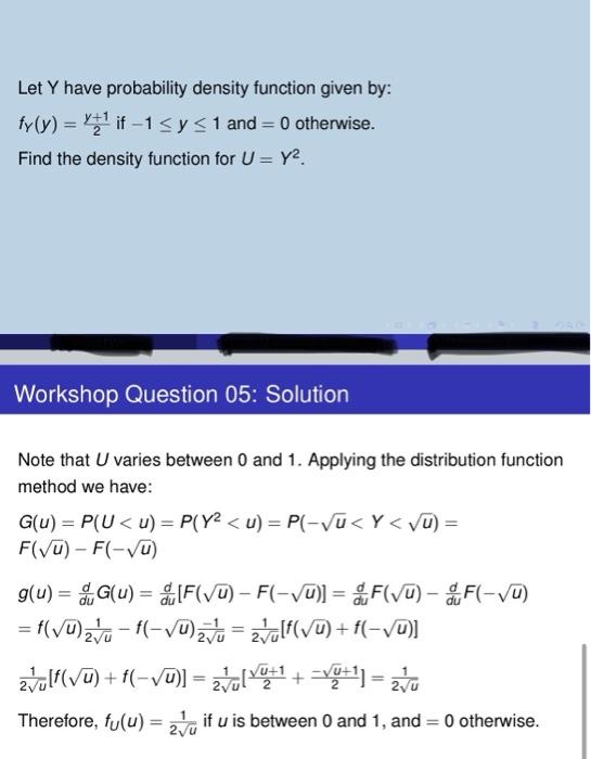 Solved Let Y have probability density function given by: | Chegg.com