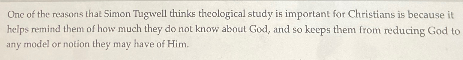 Solved One of the reasons that Simon Tugwell thinks | Chegg.com