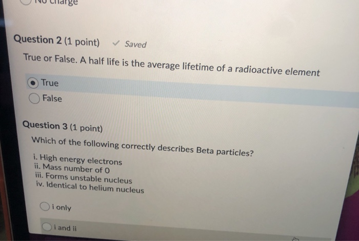 Solved se Question 2 (1 point) Saved True or False. A half | Chegg.com