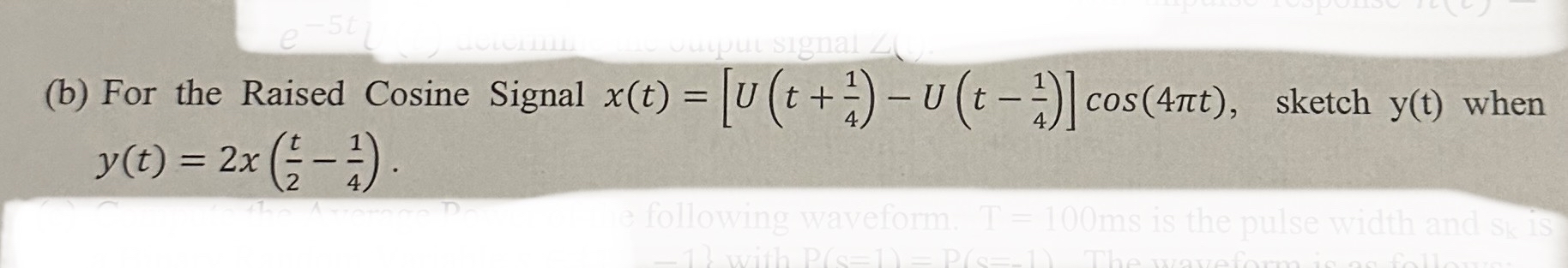 Solved (b) ﻿For the Raised Cosine Signal | Chegg.com