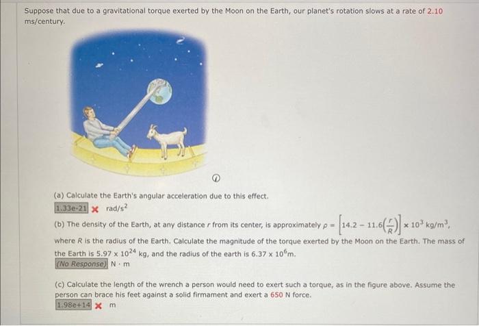 Solved Suppose that due to a gravitational torque exerted by | Chegg.com