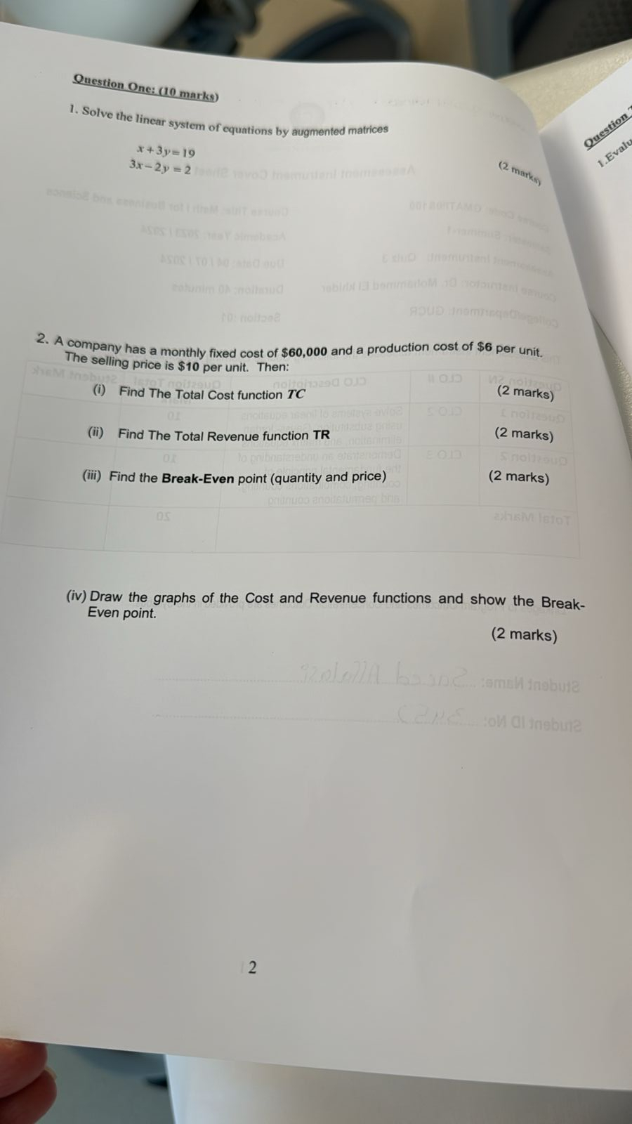 Solved Question One: marks)Solve the linear system of | Chegg.com