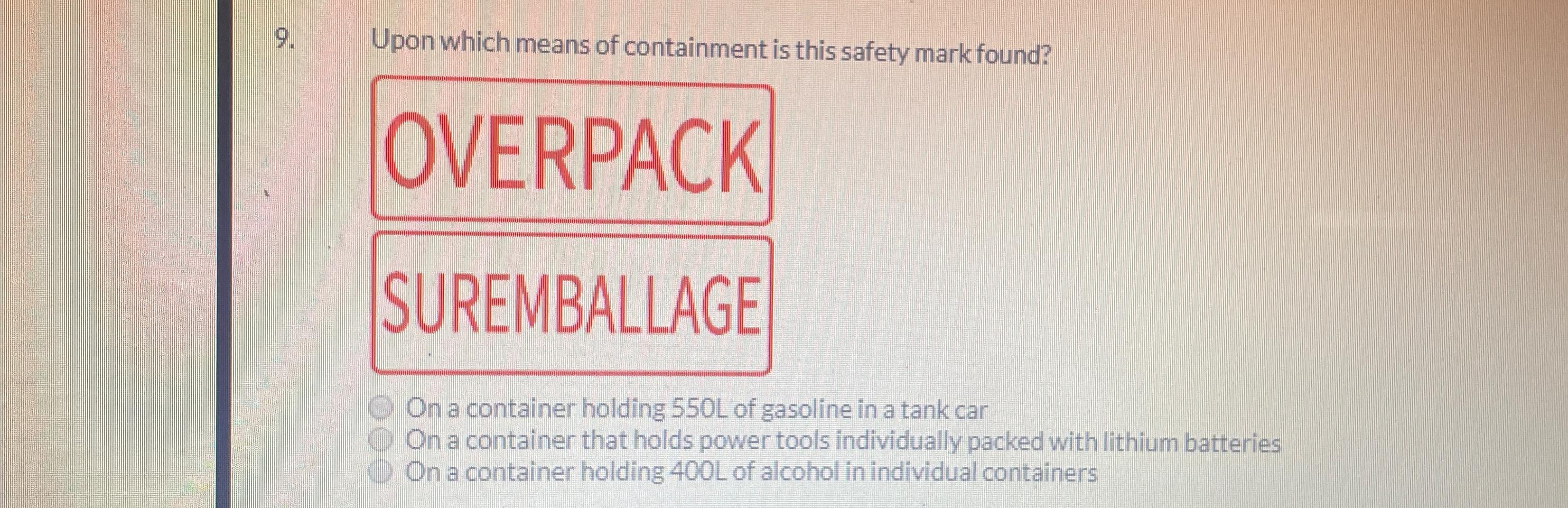 Solved Upon which means of containment is this safety mark | Chegg.com