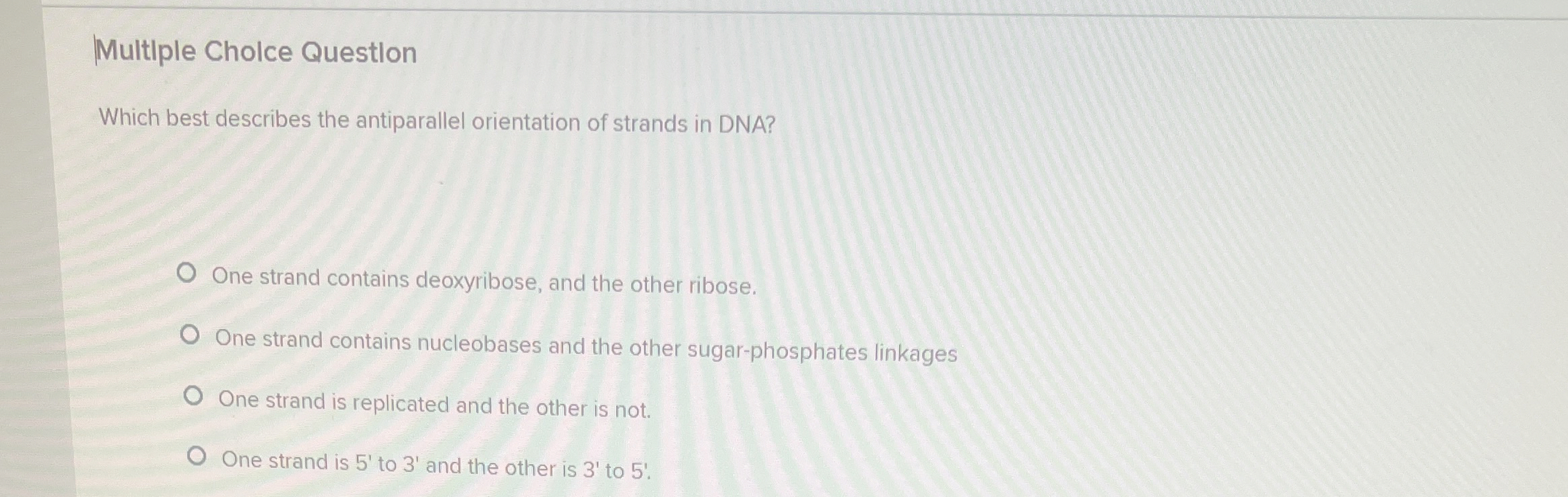 Solved Multiple Cholce QuestlonWhich best describes the | Chegg.com