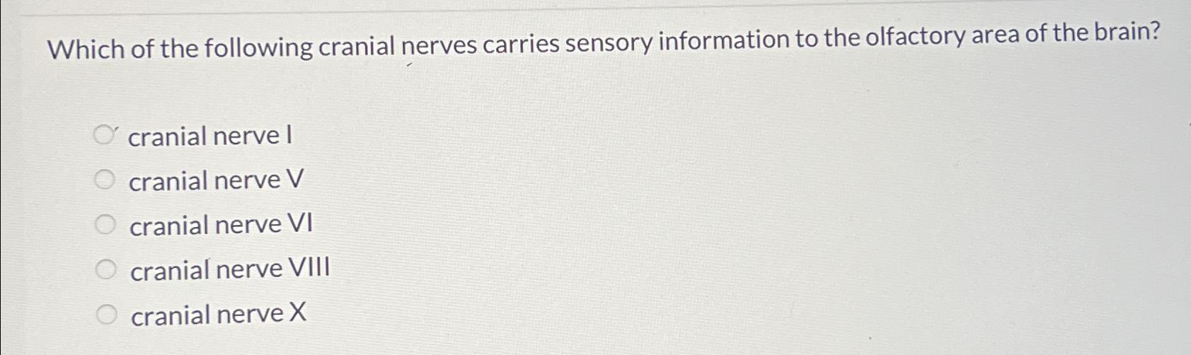 Solved Which of the following cranial nerves carries sensory | Chegg.com