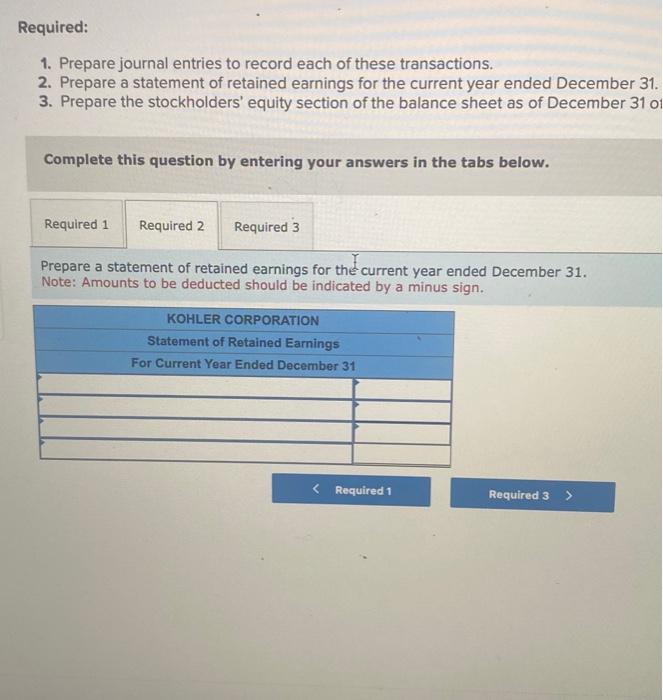 Solved Kohler Corporation reports the following components | Chegg.com