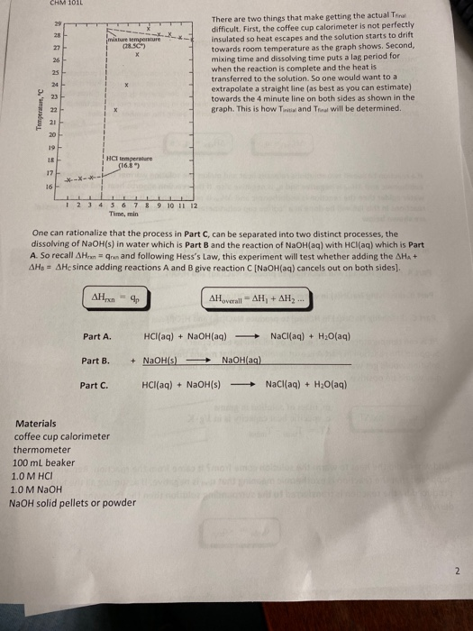 Lab 7 Handout Thermochemistry Introduction | Chegg.com