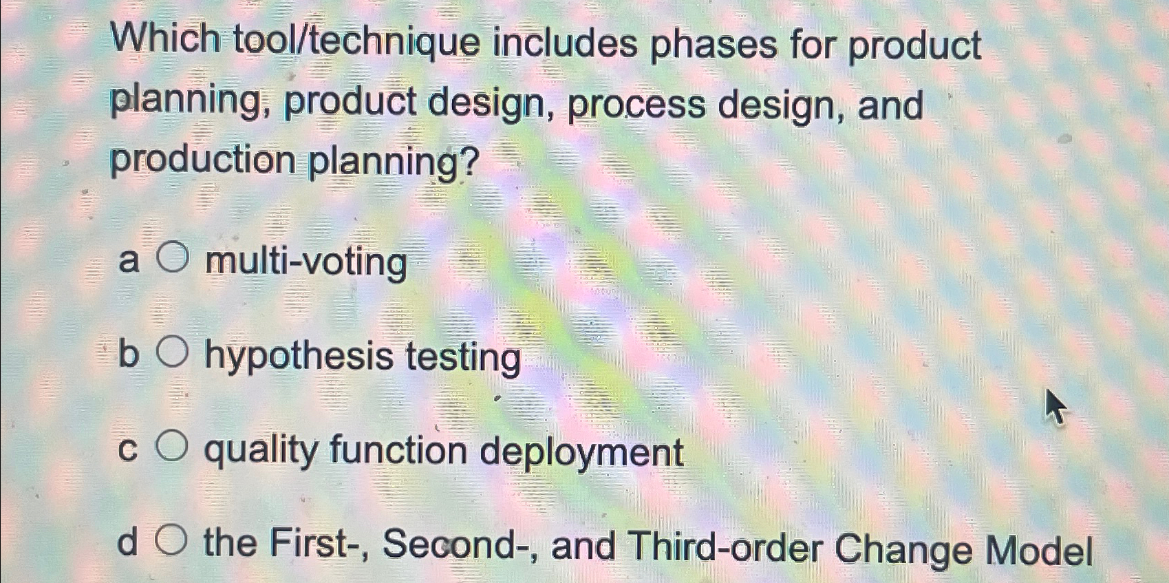 Solved Which tool/technique includes phases for product | Chegg.com