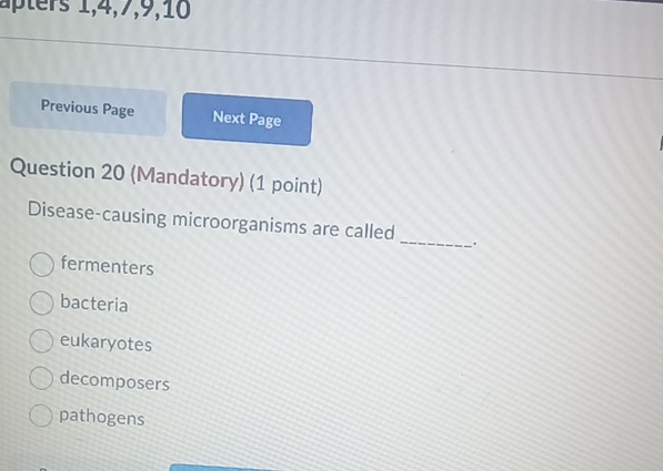 Question 20 (Mandatory) (1 ﻿point)Disease-causing | Chegg.com
