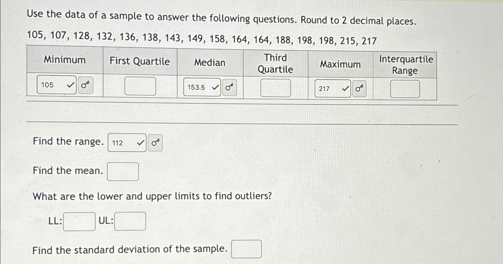 Solved Use the data of a sample to answer the following | Chegg.com