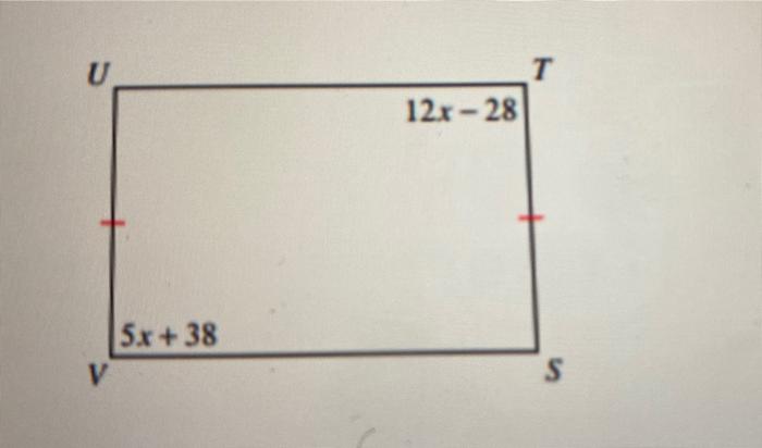 Solved U T 12x - 28 5x + 38 V S | Chegg.com