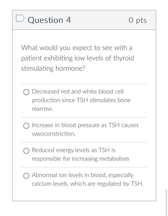 Solved Question 4 0 pts What would you expect to see with a | Chegg.com