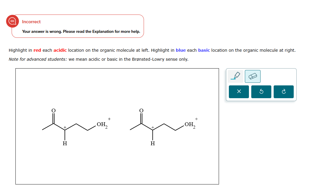 Solved Highlight in red each acidic location on the organic | Chegg.com