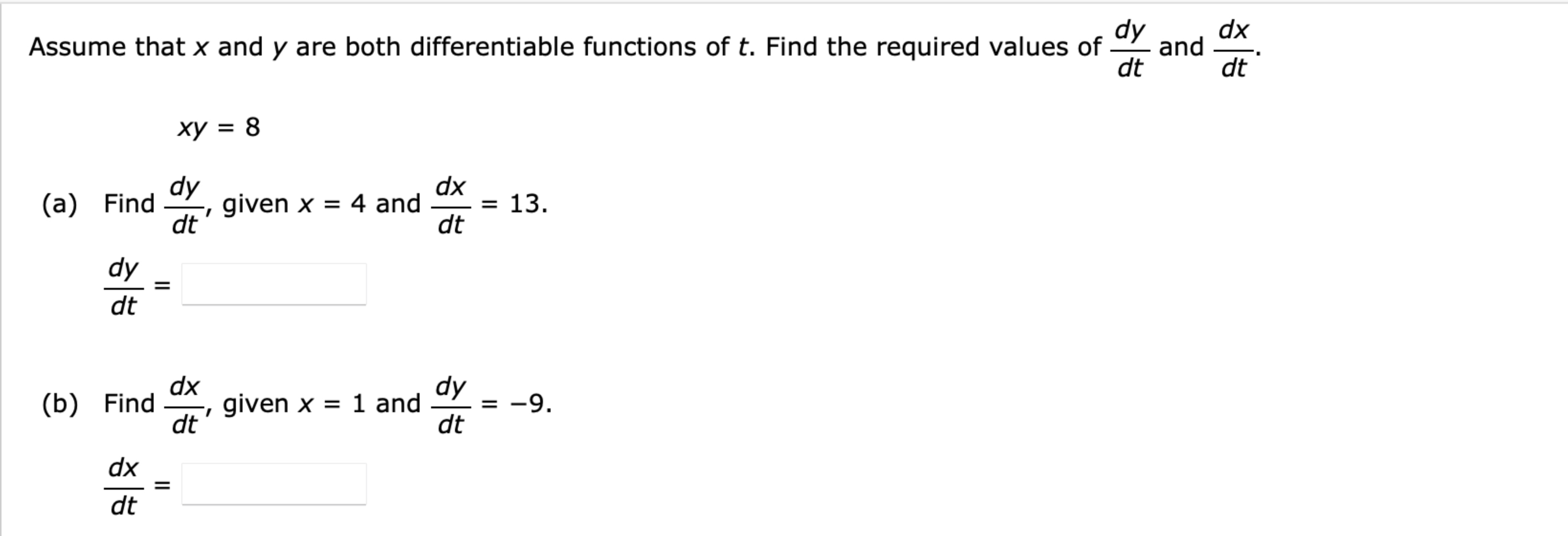 Solved Assume that x ﻿and y ﻿are both differentiable | Chegg.com