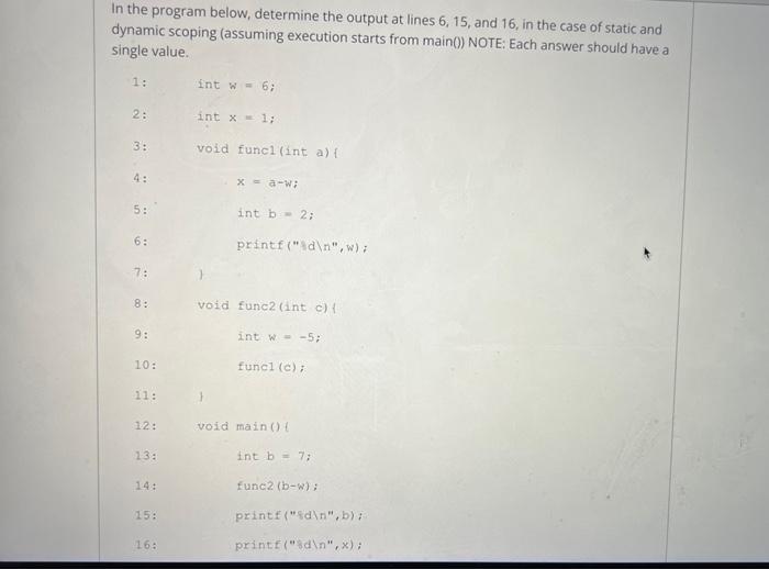Solved In the program below, determine the output at lines | Chegg.com