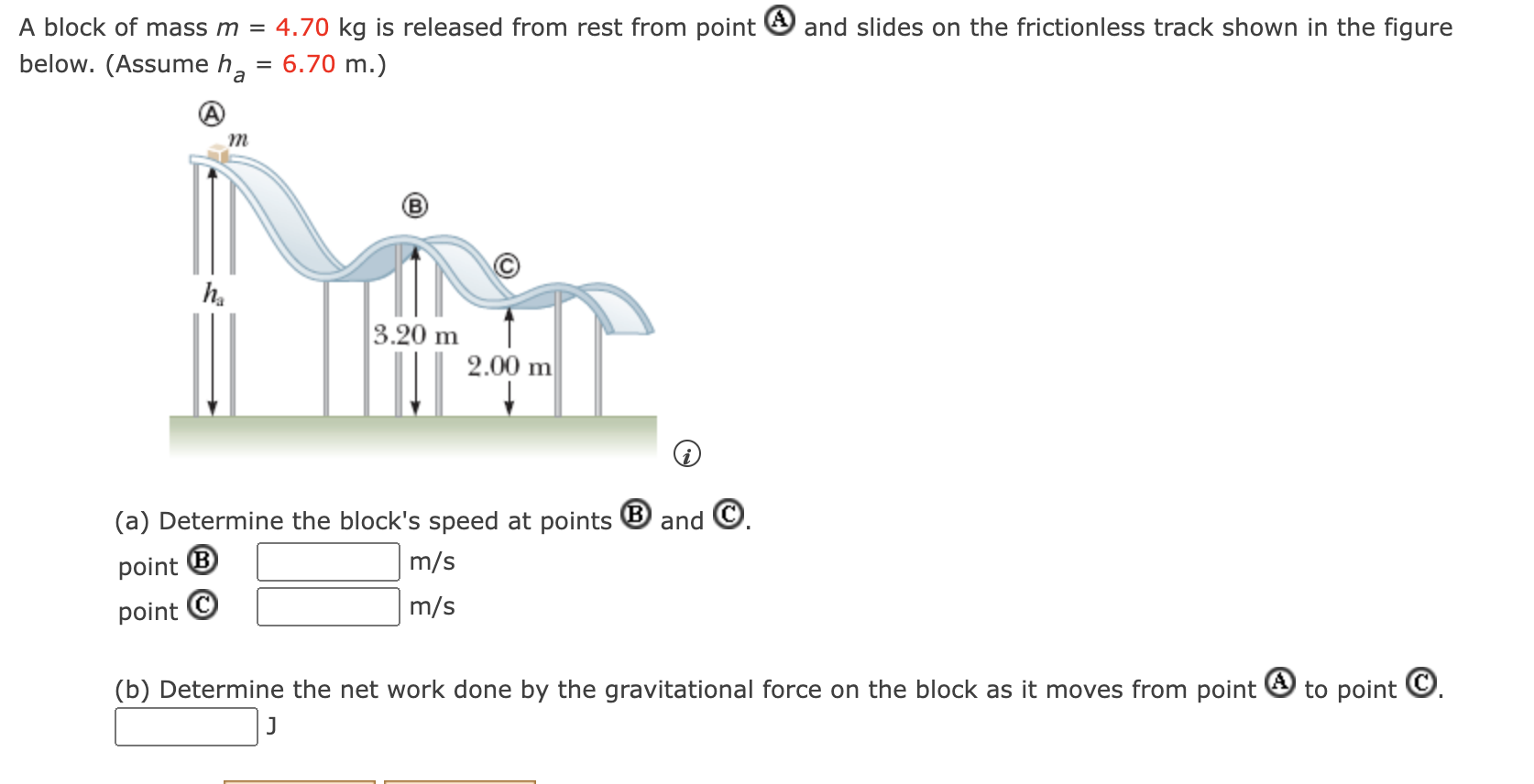 Solved A block of mass m=4.70kg ﻿is released from rest from | Chegg.com
