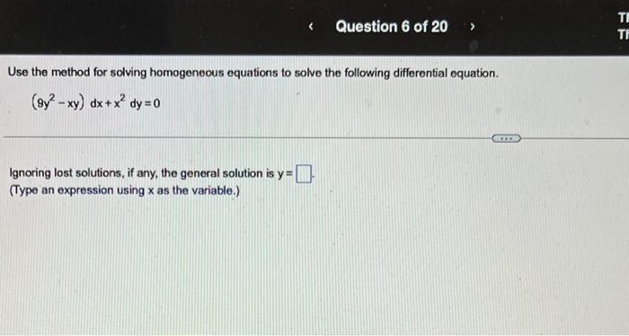 Solved Question 6. Use the method for solving homogenous | Chegg.com