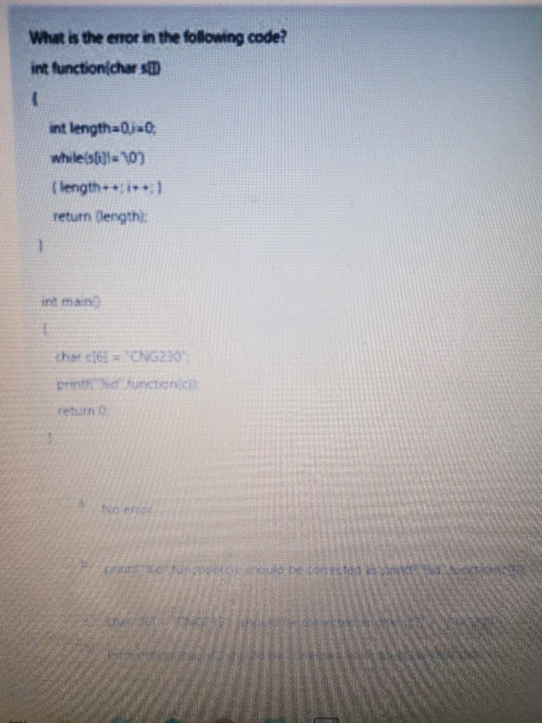 Solved What is the error in the following code? int | Chegg.com