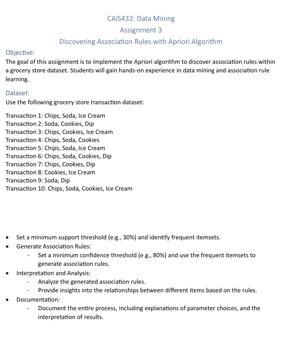 Solved CAIS432: Data MiningAssignment 3Discovering | Chegg.com