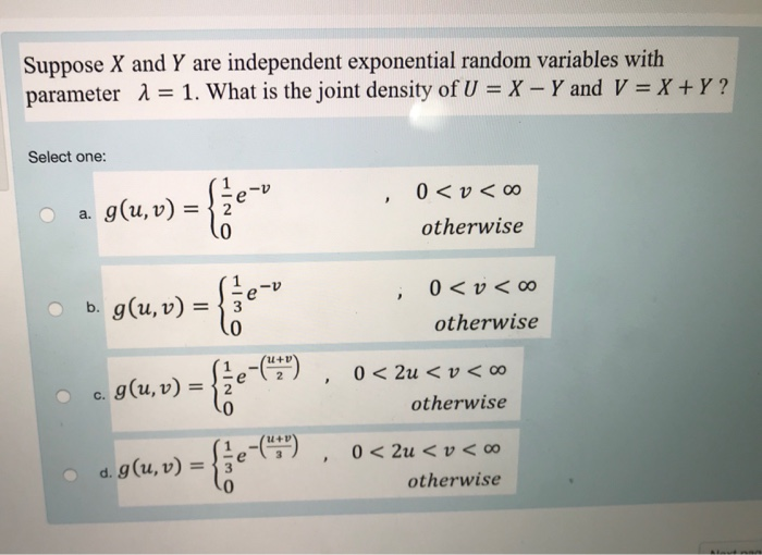 Solved Suppose X and Y are independent exponential random | Chegg.com