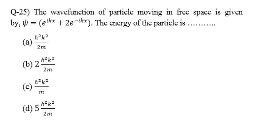 Solved Q-25) The wavefunction of particle moving in free | Chegg.com
