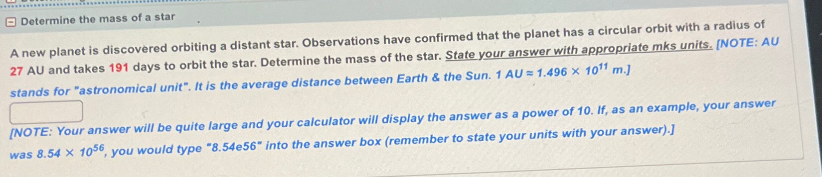 Solved ﻿Determine the mass of a starA new planet is | Chegg.com