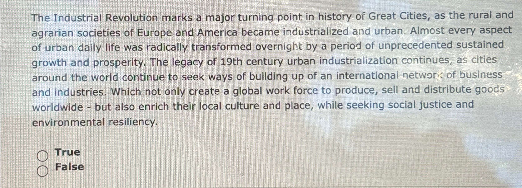 Solved The Industrial Revolution marks a major turning point | Chegg.com