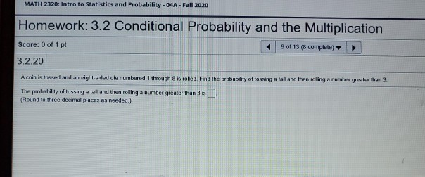 Solved MATH 2320: Intro to Statistics and Probability - 04A | Chegg.com