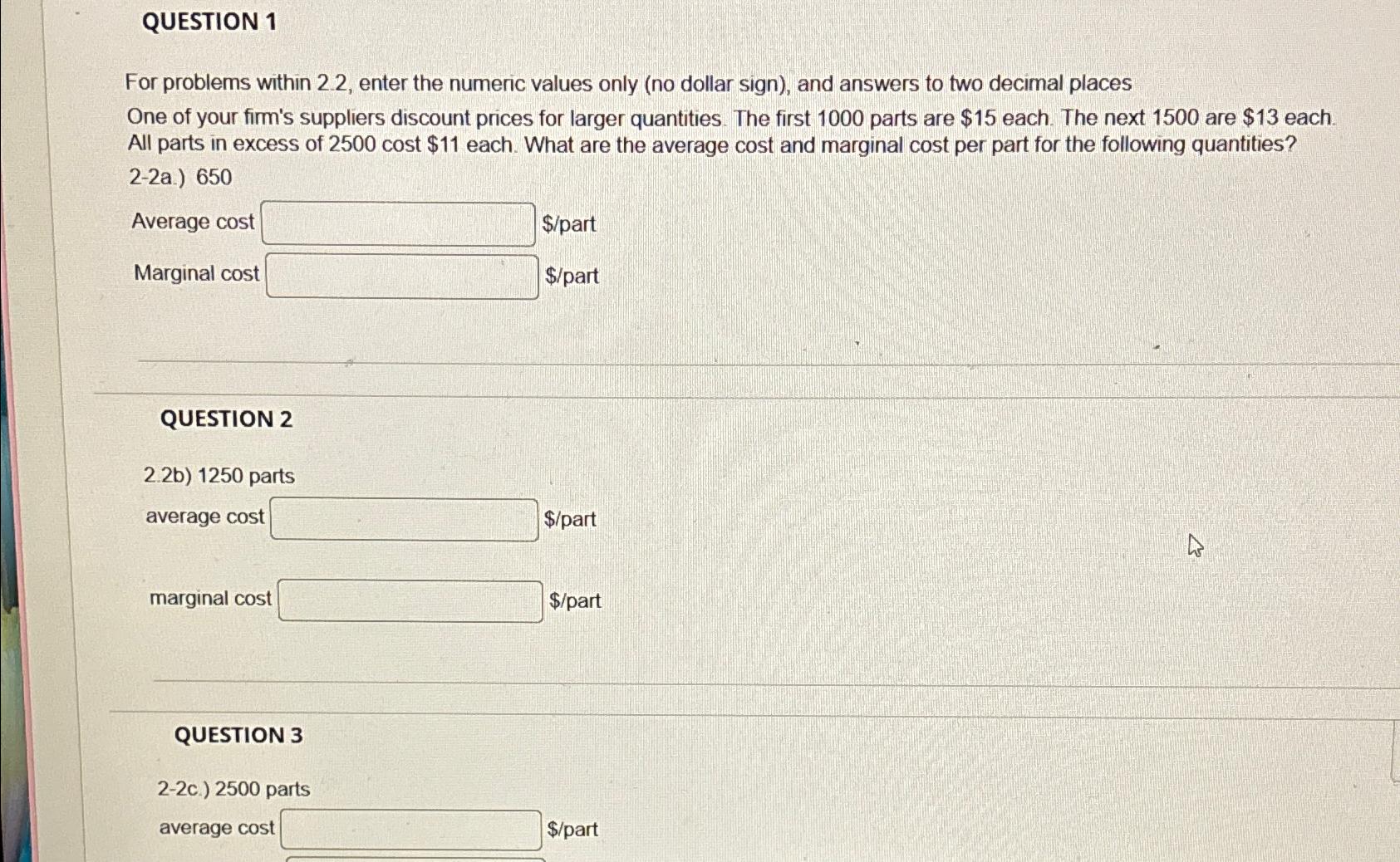 Solved QUESTION 1For problems within 2.2, ﻿enter the numeric | Chegg.com